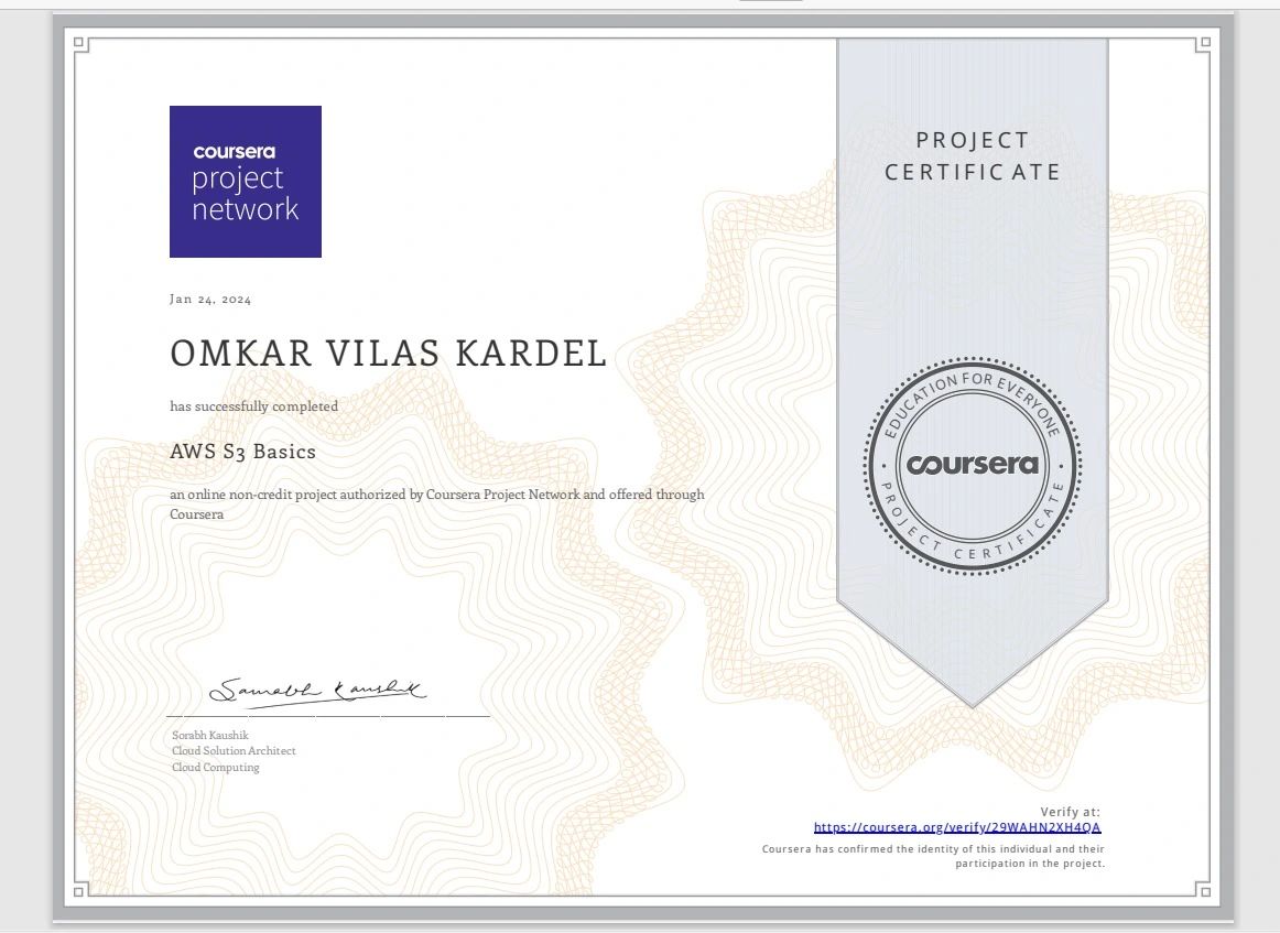 Completed AWS basic course with Coursera | Omkar Kardel posted on the ... Completed AWS basic course with Coursera | Omkar Kardel posted on the ...