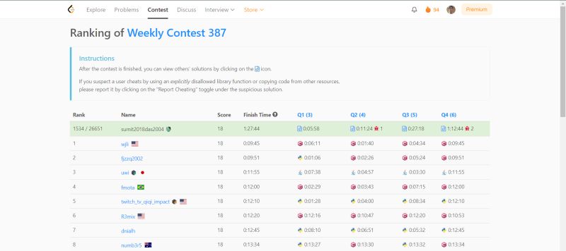 Sumit Das 🇮🇳 on LinkedIn: Today I participated in LeetCode weekly ... Sumit Das 🇮🇳 on LinkedIn: Today I participated in LeetCode weekly ...