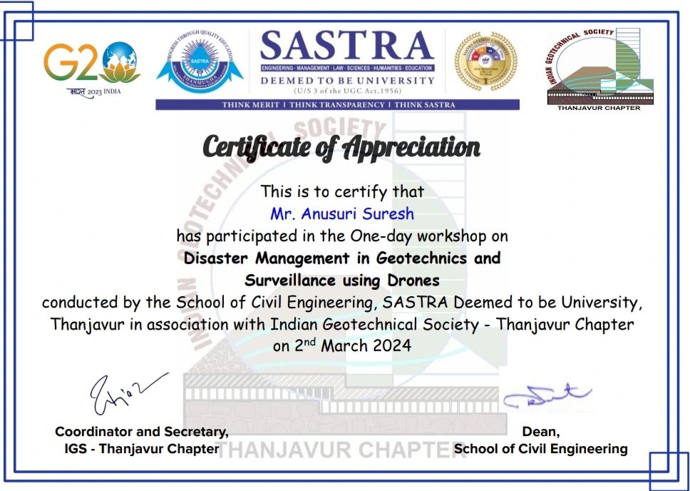Completed a workshop on disaster management using drones | Suresh ... Completed a workshop on disaster management using drones | Suresh ...
