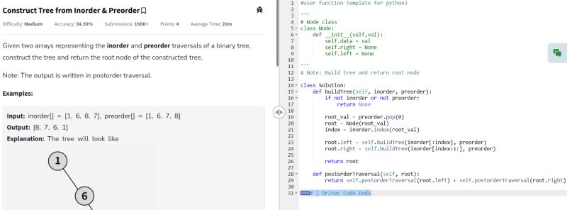 #gfg160 #geekstreak2024 #leetcode #binarytree #treeconstruction # ... #gfg160 #geekstreak2024 #leetcode #binarytree #treeconstruction # ...