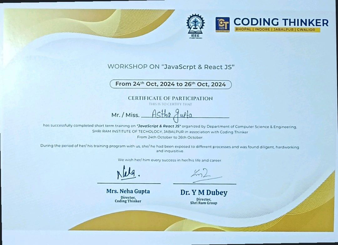 Astha Gupta on LinkedIn: #reactjs #javascript #webdevelopment Astha Gupta on LinkedIn: #reactjs #javascript #webdevelopment