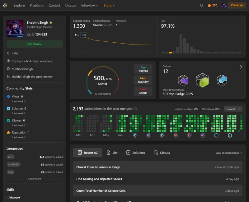 #leetcode #problemsolving #dsa #coding #programming #streak | Shobhit Singh #leetcode #problemsolving #dsa #coding #programming #streak | Shobhit Singh