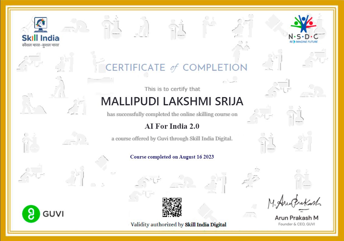 MALLIPUDI LAKSHMI SRIJA on LinkedIn: #guvi #generative #skill MALLIPUDI LAKSHMI SRIJA on LinkedIn: #guvi #generative #skill