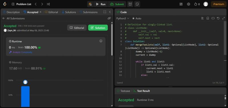 #100daysofcode #leetcode #python #linkedlists #codingjourney | Saarah Zayn #100daysofcode #leetcode #python #linkedlists #codingjourney | Saarah Zayn
