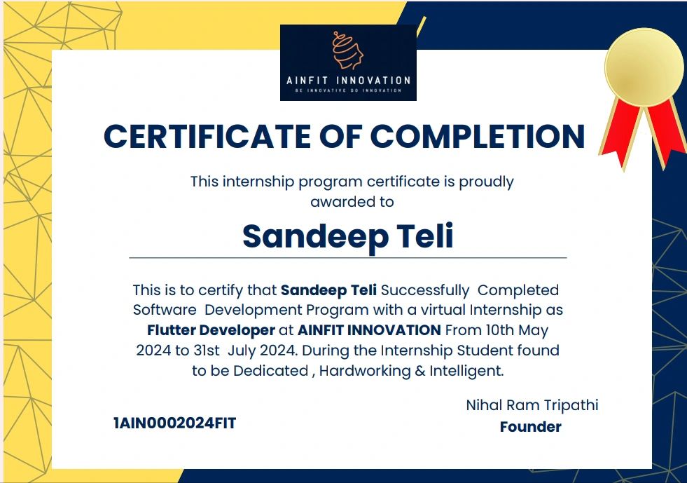 Sandeep Sahu on LinkedIn: #flutter #mobiledevelopment #internship # ... Sandeep Sahu on LinkedIn: #flutter #mobiledevelopment #internship # ...