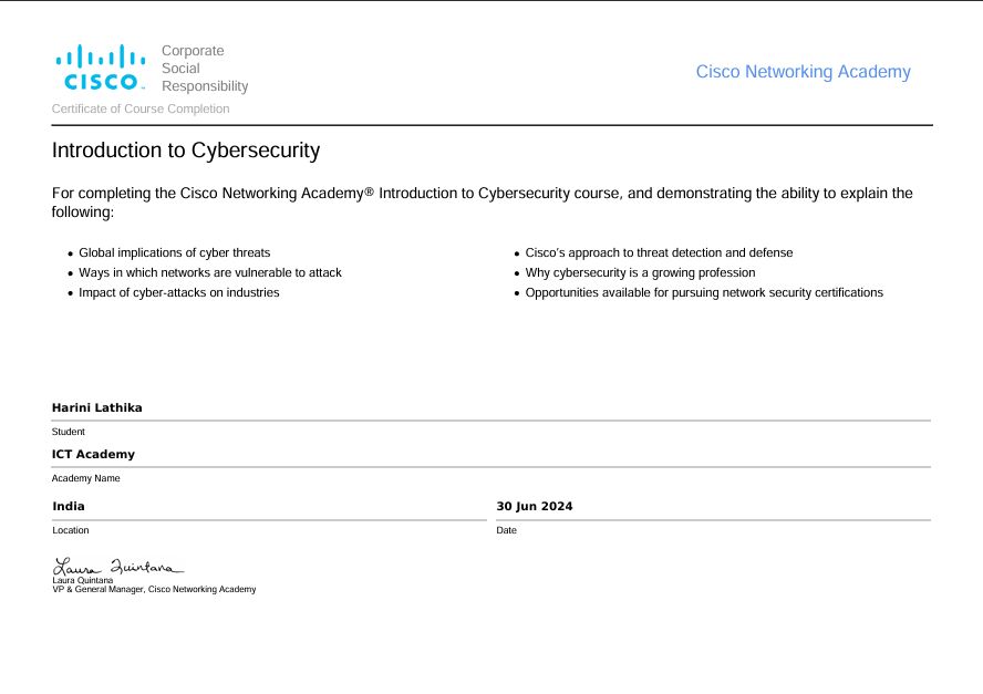 Completed Cisco Networking Academy course | HARINI NATARAJAN posted on ... Completed Cisco Networking Academy course | HARINI NATARAJAN posted on ...