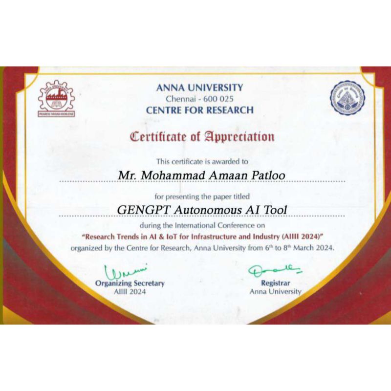 Mohammad Amaan Patloo on LinkedIn: #gengpt #allll #gengpt #ai #iot #ai ... Mohammad Amaan Patloo on LinkedIn: #gengpt #allll #gengpt #ai #iot #ai ...