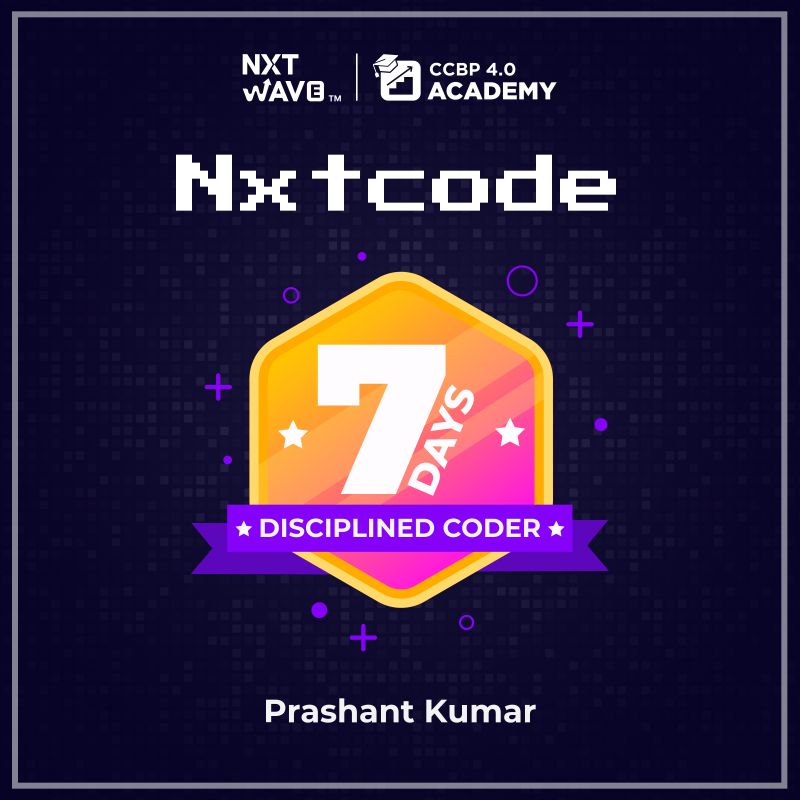 #nxtwave #nxtcode #coding | Prashant Kumar #nxtwave #nxtcode #coding | Prashant Kumar