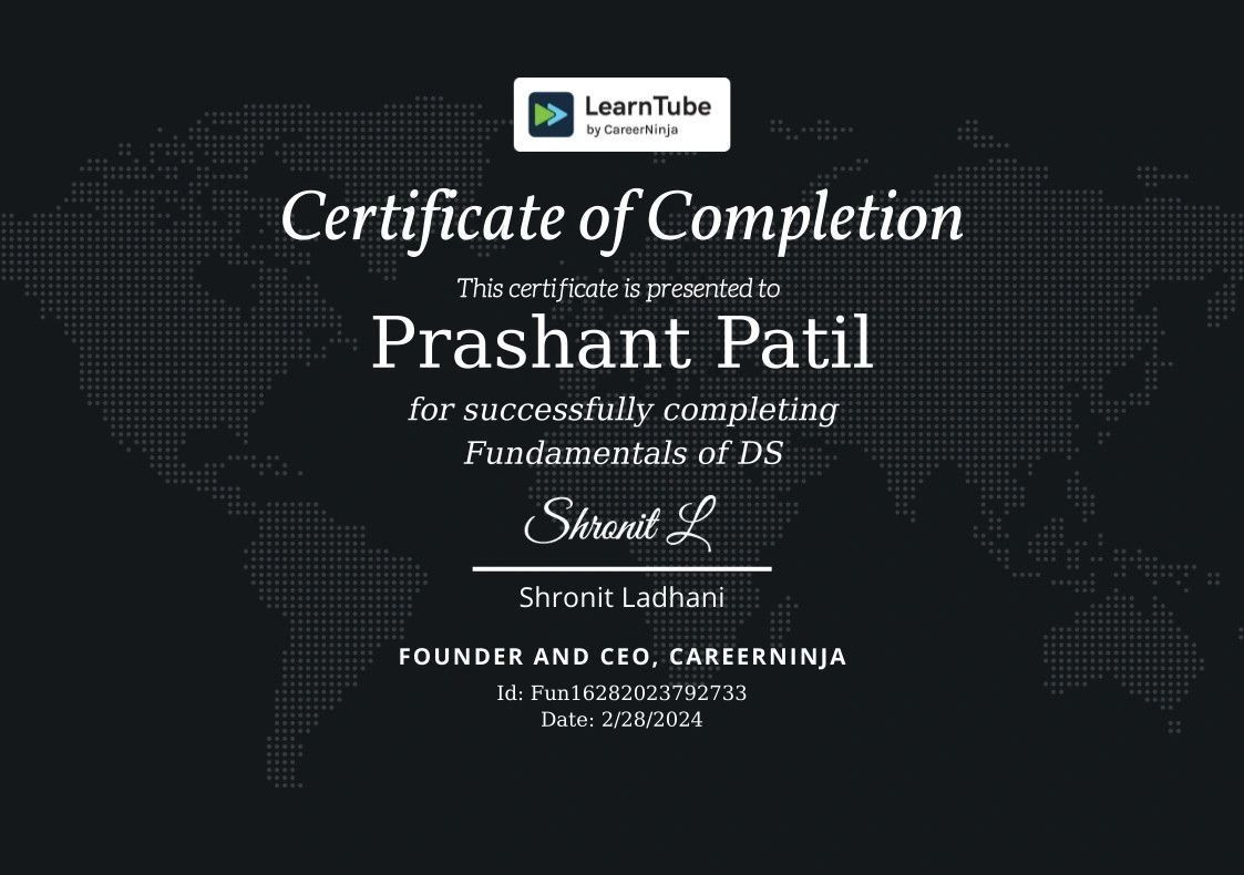 Prashant Patil on LinkedIn: I have completed data structures and ... Prashant Patil on LinkedIn: I have completed data structures and ...