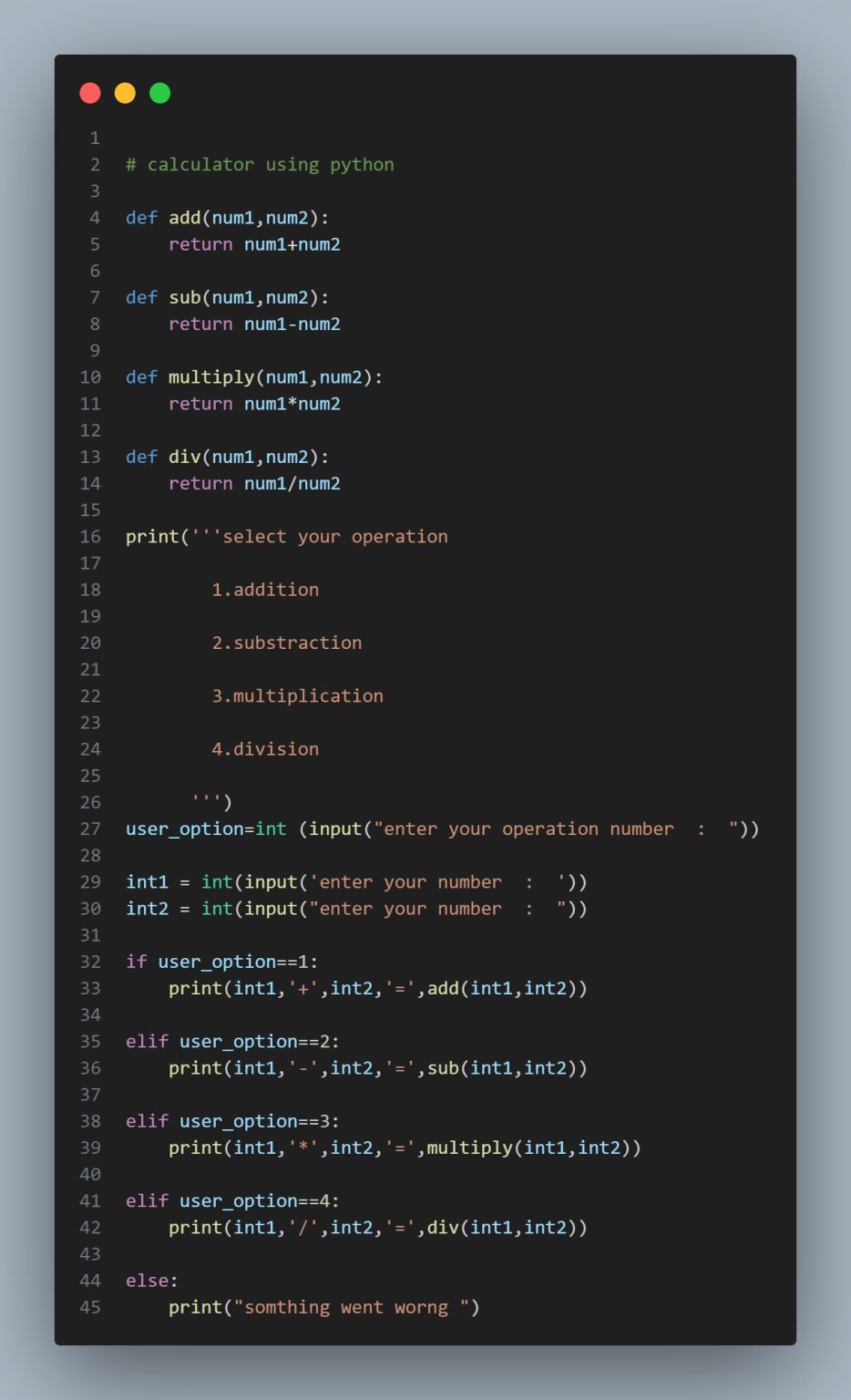 G Naresh Kumar Reddy on LinkedIn: simple calculator using python Kiran ... G Naresh Kumar Reddy on LinkedIn: simple calculator using python Kiran ...