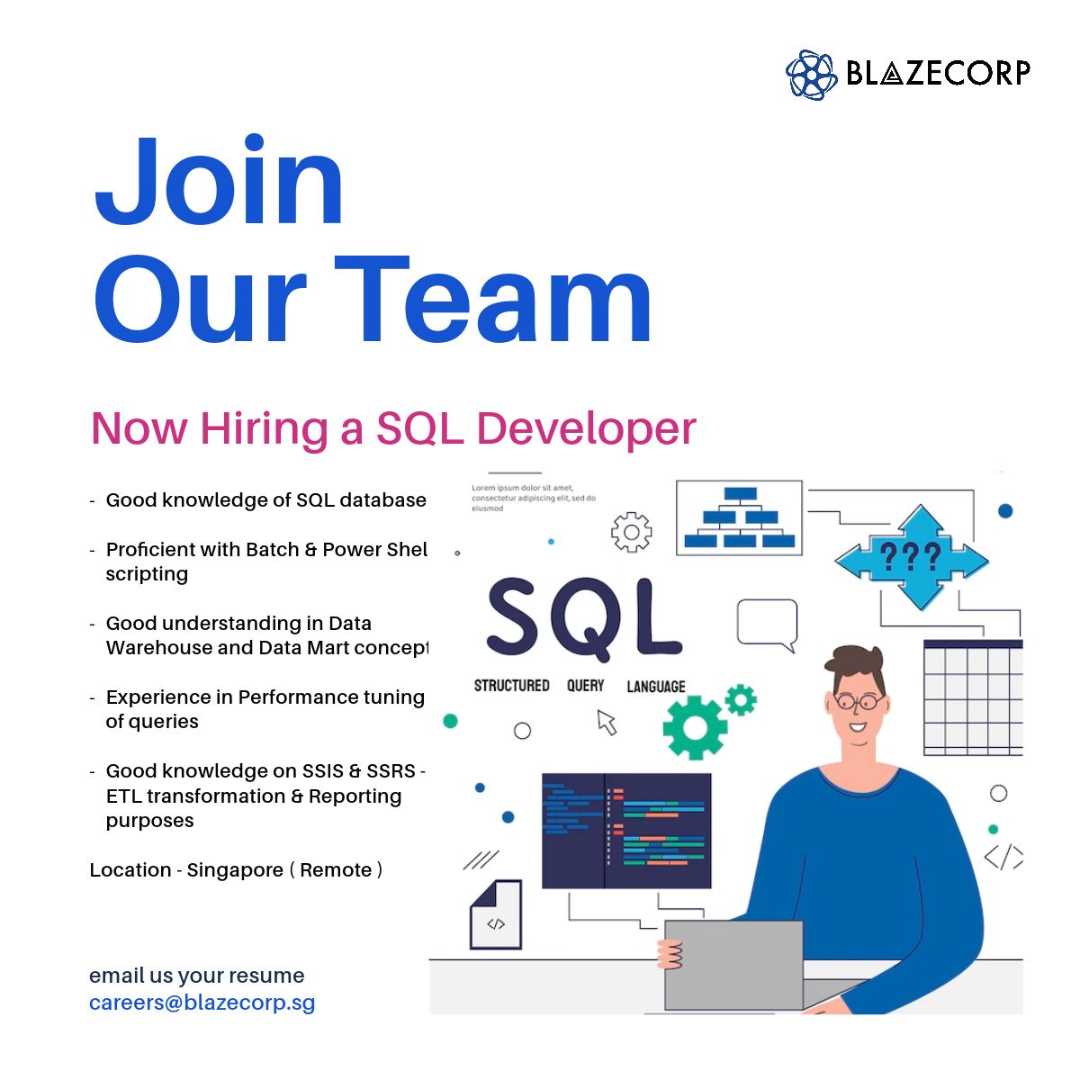 Blazecorp on LinkedIn: #sqldeveloper #sql #sqlserver #sqlqueries #sqljobs Blazecorp on LinkedIn: #sqldeveloper #sql #sqlserver #sqlqueries #sqljobs