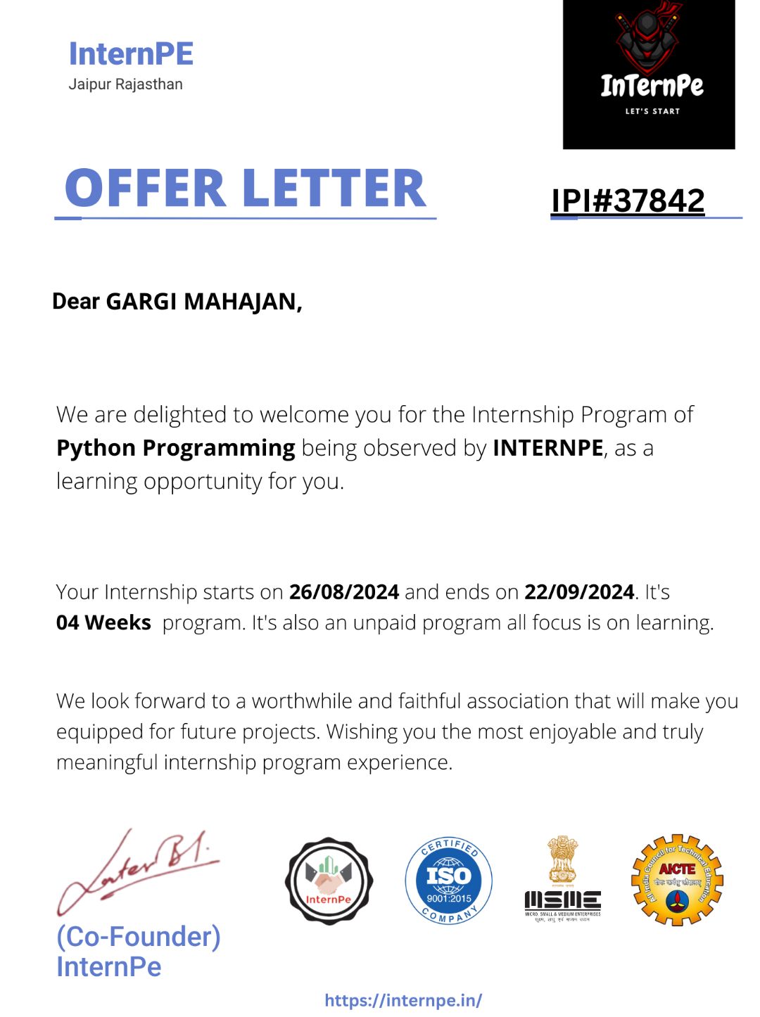 Gargi Mahajan on LinkedIn: #pythonprogramming #internship #internpe # ... Gargi Mahajan on LinkedIn: #pythonprogramming #internship #internpe # ...