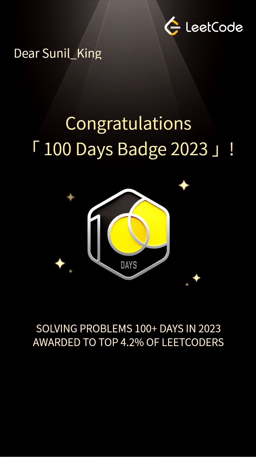 Completed 100-day LeetCode challenge | Sunil Kumar B A posted on the ... Completed 100-day LeetCode challenge | Sunil Kumar B A posted on the ...