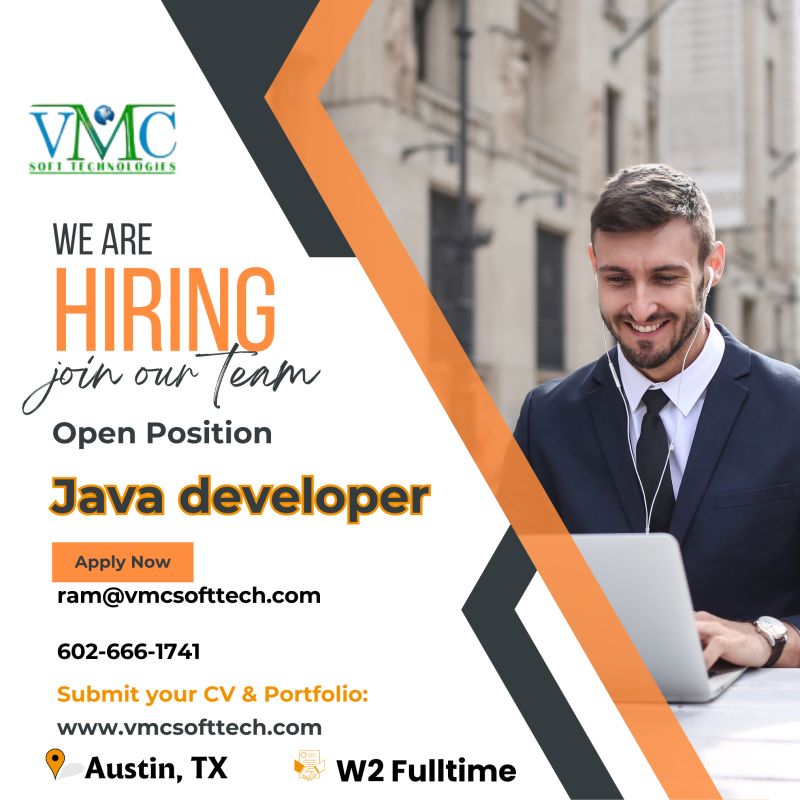 Job opening: JAVA Developer in Austin,TX | VMC Soft Technologies, Inc ... Job opening: JAVA Developer in Austin,TX | VMC Soft Technologies, Inc ...