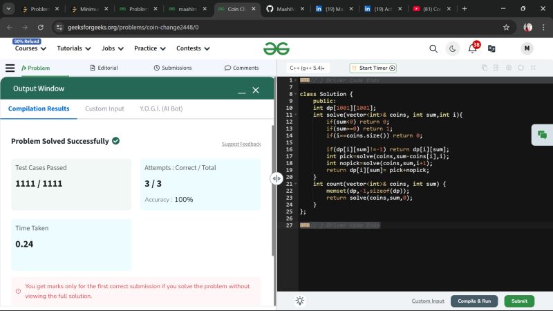 #dynamicprogramming #coinchange #optimization #gfg160 #geekstreak2025 ... #dynamicprogramming #coinchange #optimization #gfg160 #geekstreak2025 ...