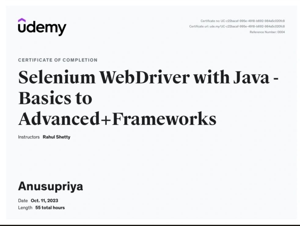 Learn Selenium WebDriver with Java | Anusupriya M posted on the topic ... Learn Selenium WebDriver with Java | Anusupriya M posted on the topic ...