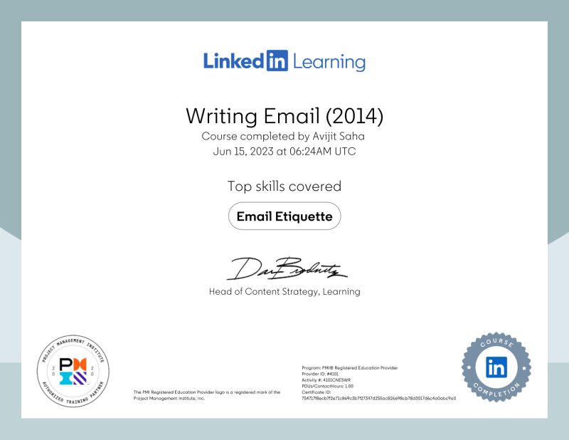 Avijit Saha on LinkedIn: Certificate of Completion Avijit Saha on LinkedIn: Certificate of Completion