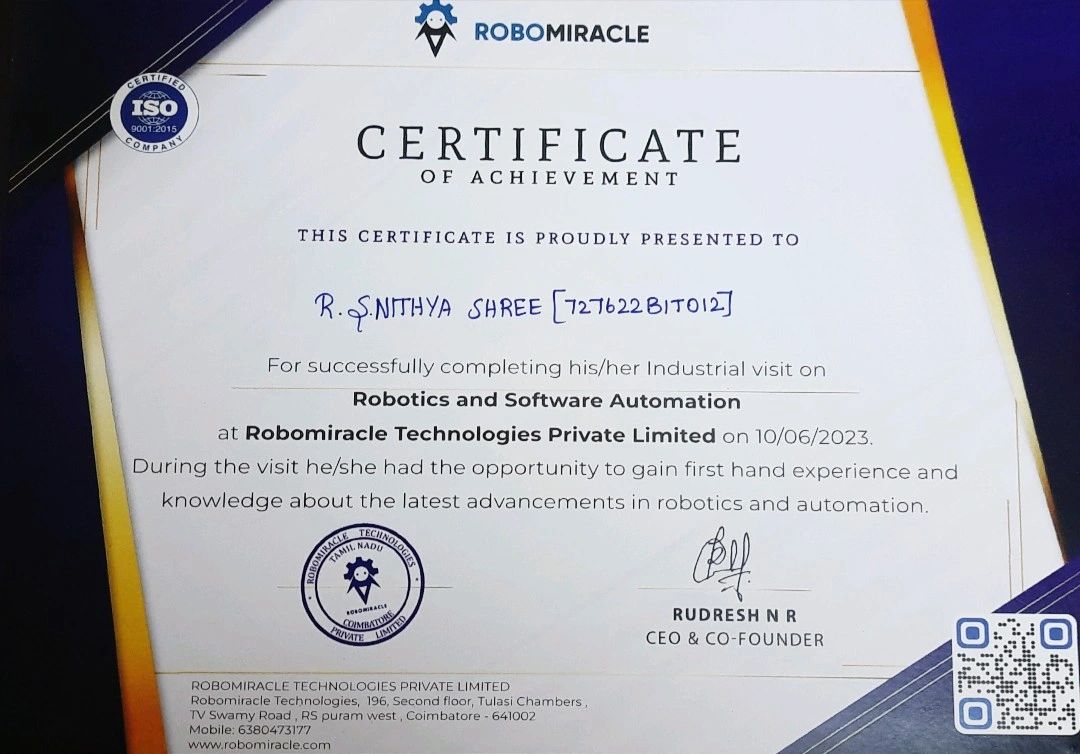 Nithya Shree R.S on LinkedIn: #certificateofachievement # ... Nithya Shree R.S on LinkedIn: #certificateofachievement # ...
