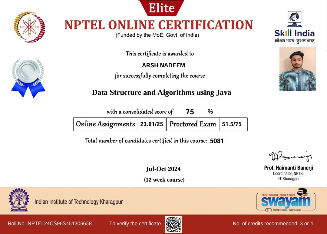 Arsh Nadeem on LinkedIn: #nptel #skillindia #lifelonglearning # ... Arsh Nadeem on LinkedIn: #nptel #skillindia #lifelonglearning # ...