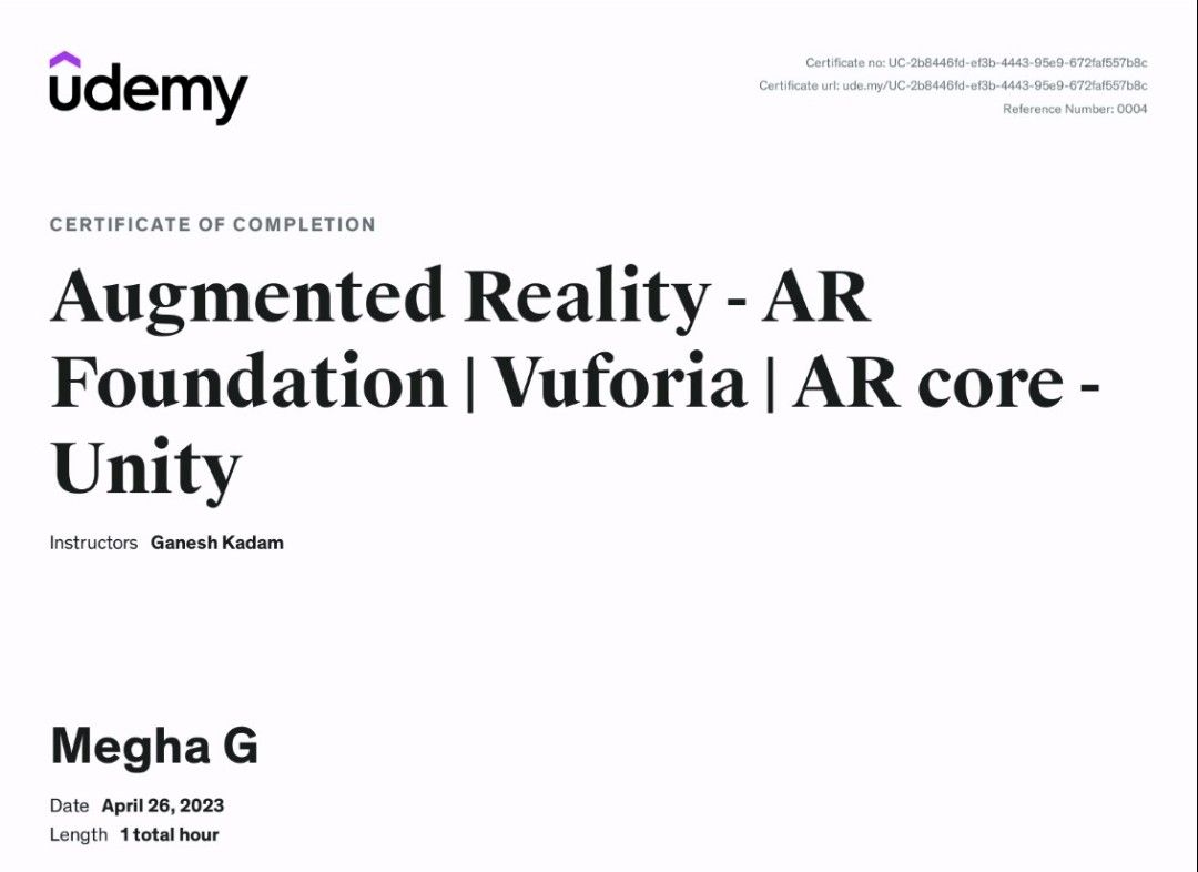 Megha Ganesan on LinkedIn: #augmentedreality #udemy Megha Ganesan on LinkedIn: #augmentedreality #udemy