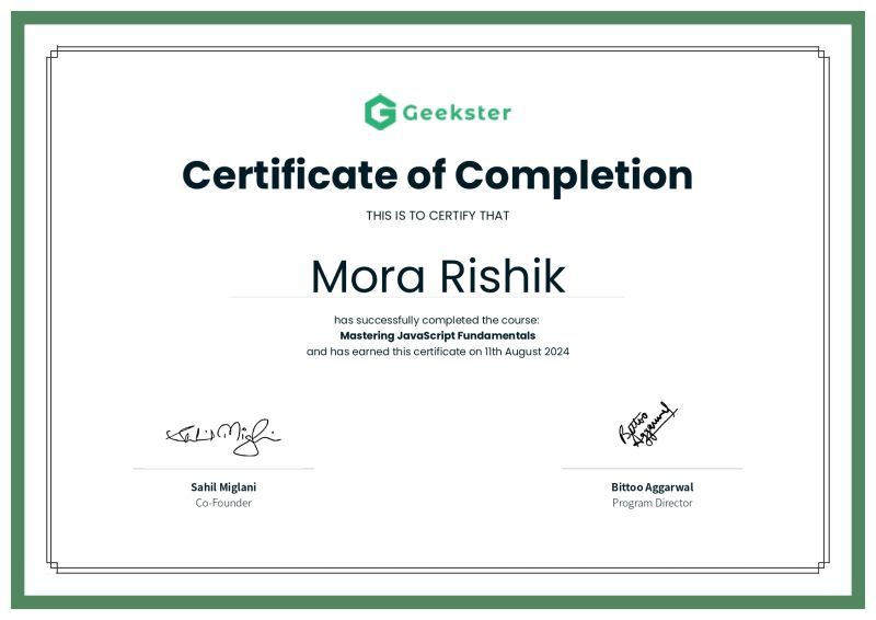 Mora Rishik on LinkedIn: #geekster #javascript #coding #continuouslearning Mora Rishik on LinkedIn: #geekster #javascript #coding #continuouslearning
