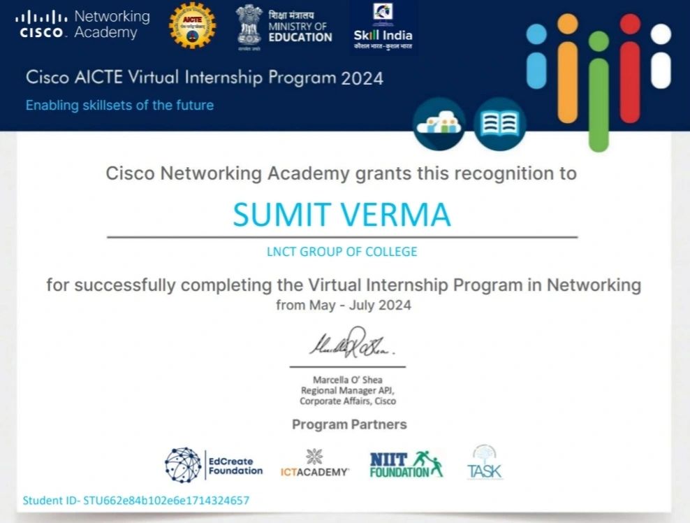 Sumit Verma on LinkedIn: #cisco #aicte #internship #networking # ... Sumit Verma on LinkedIn: #cisco #aicte #internship #networking # ...