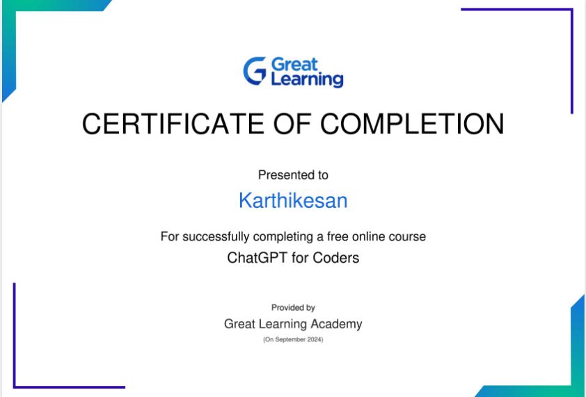 Karthi Kesan on LinkedIn: #chatgpt #ai #programming #greatlearning # ... Karthi Kesan on LinkedIn: #chatgpt #ai #programming #greatlearning # ...