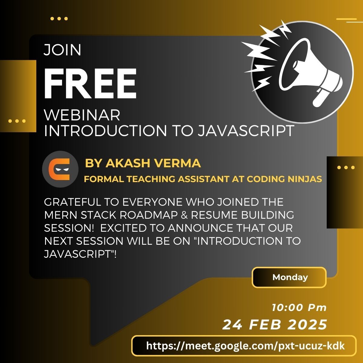 Akash Verma on LinkedIn: #javascript #webdevelopment #freesession # ... Akash Verma on LinkedIn: #javascript #webdevelopment #freesession # ...