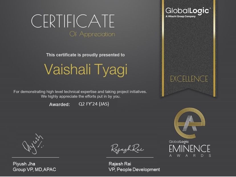 Vaishali Tyagi on LinkedIn: Thank you for this acknowledgement and ... Vaishali Tyagi on LinkedIn: Thank you for this acknowledgement and ...