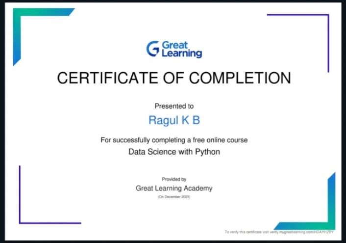 Ragul K B on LinkedIn: #datasciencejourney #certificationmilestone # ... Ragul K B on LinkedIn: #datasciencejourney #certificationmilestone # ...