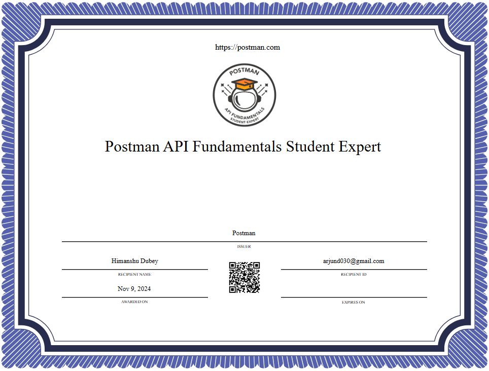 Himanshu Dubey on LinkedIn: #api #postman #certification #techlearning ... Himanshu Dubey on LinkedIn: #api #postman #certification #techlearning ...