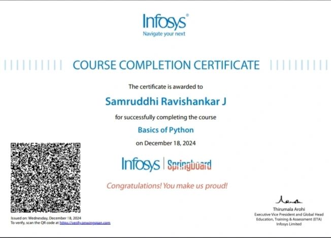 Samruddhi Ravishankar J on LinkedIn: #python #coding #basicsofpython Samruddhi Ravishankar J on LinkedIn: #python #coding #basicsofpython