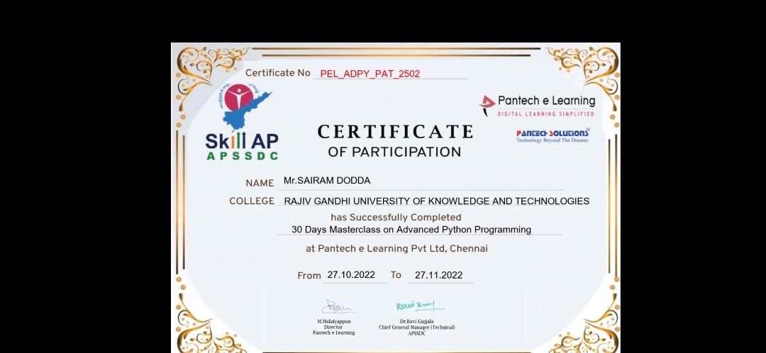 SAIRAM DODDA on LinkedIn: #pythonprogramming #skillap #apssdc SAIRAM DODDA on LinkedIn: #pythonprogramming #skillap #apssdc