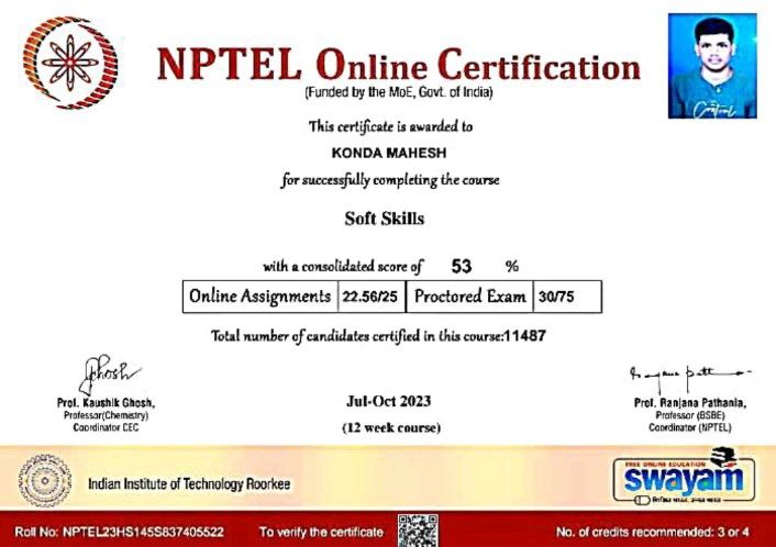 Konda Mahesh on LinkedIn: #nptel #softskills #personalgrowth Konda Mahesh on LinkedIn: #nptel #softskills #personalgrowth