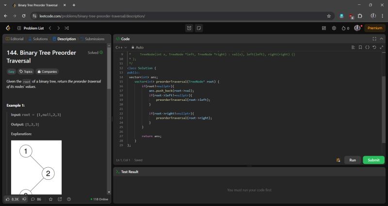 #100daysofcode #dsa #leetcode #binarytree #preordertraversal # ... #100daysofcode #dsa #leetcode #binarytree #preordertraversal # ...
