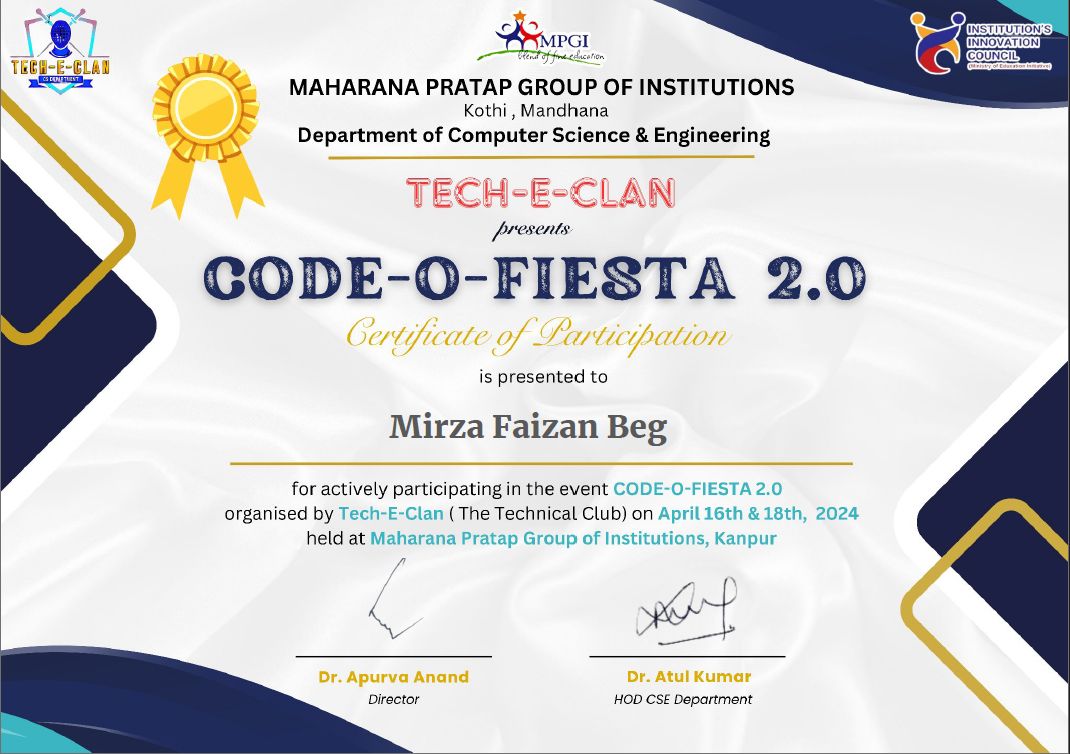 I got a certificate from Maharana Pratap Engineering College! | Mirza ... I got a certificate from Maharana Pratap Engineering College! | Mirza ...