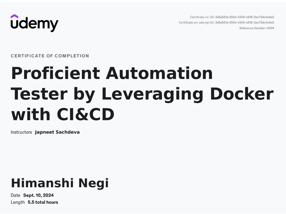Himanshi Negi on LinkedIn: #automationtesting #docker #cicd # ... Himanshi Negi on LinkedIn: #automationtesting #docker #cicd # ...