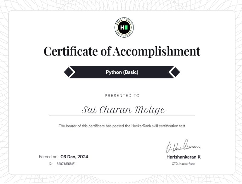 Sai Charan Molige on LinkedIn: #python #hackerrank #coding #programming ... Sai Charan Molige on LinkedIn: #python #hackerrank #coding #programming ...
