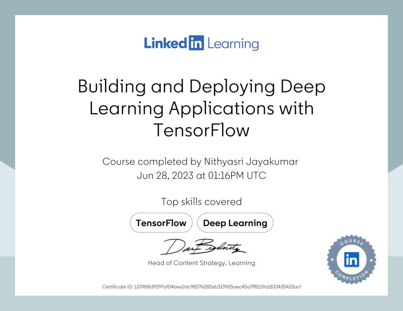 Nithyasri Jayakumar on LinkedIn: Certificate of Completion Nithyasri Jayakumar on LinkedIn: Certificate of Completion