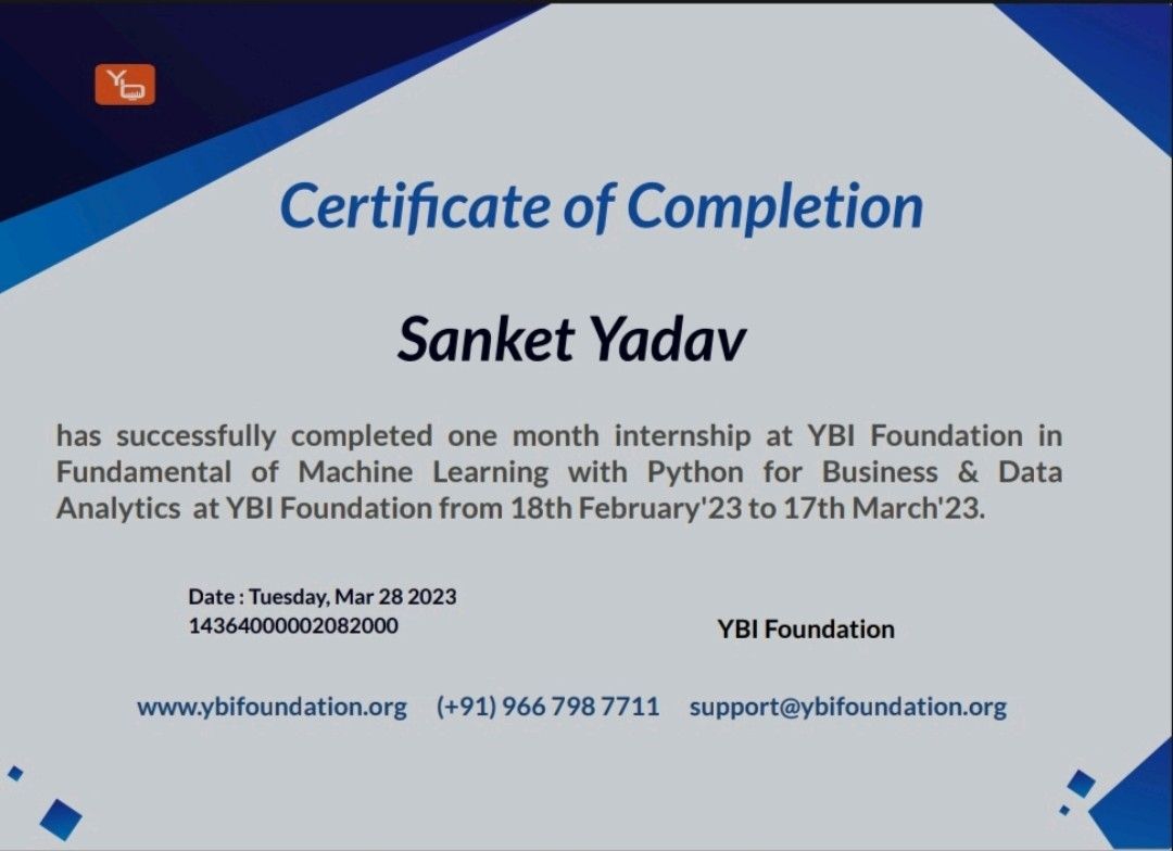 Sanket Yadav on LinkedIn: #linkedinfamily #internship #machinelearning ... Sanket Yadav on LinkedIn: #linkedinfamily #internship #machinelearning ...