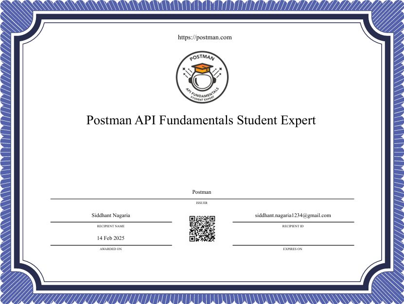 #postman #api #certification #studentexpert #apitesting… | Siddhant Nagaria #postman #api #certification #studentexpert #apitesting… | Siddhant Nagaria