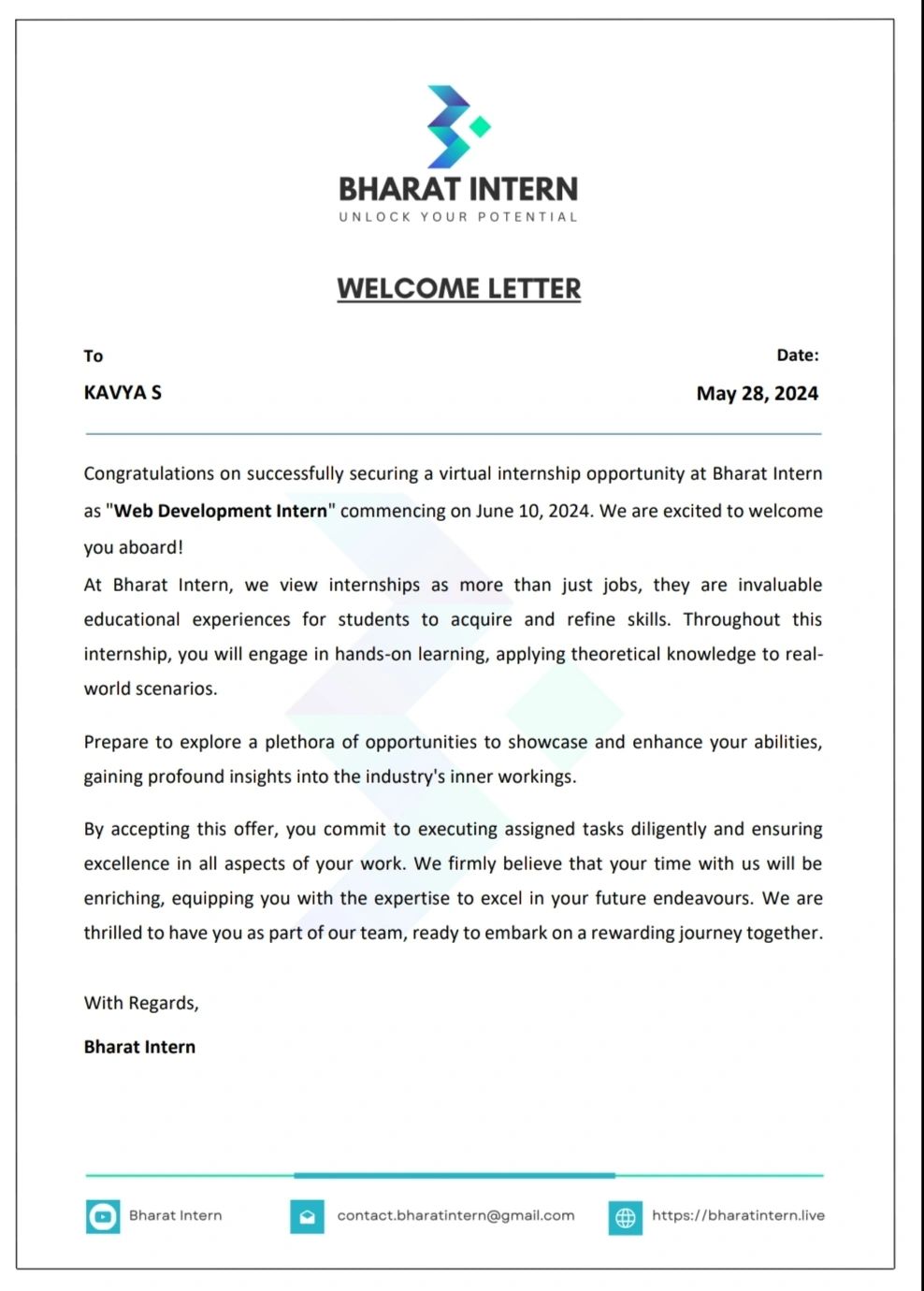 Kavya Senthil Kumar on LinkedIn: #bharathintern #webdevlopment #internships Kavya Senthil Kumar on LinkedIn: #bharathintern #webdevlopment #internships