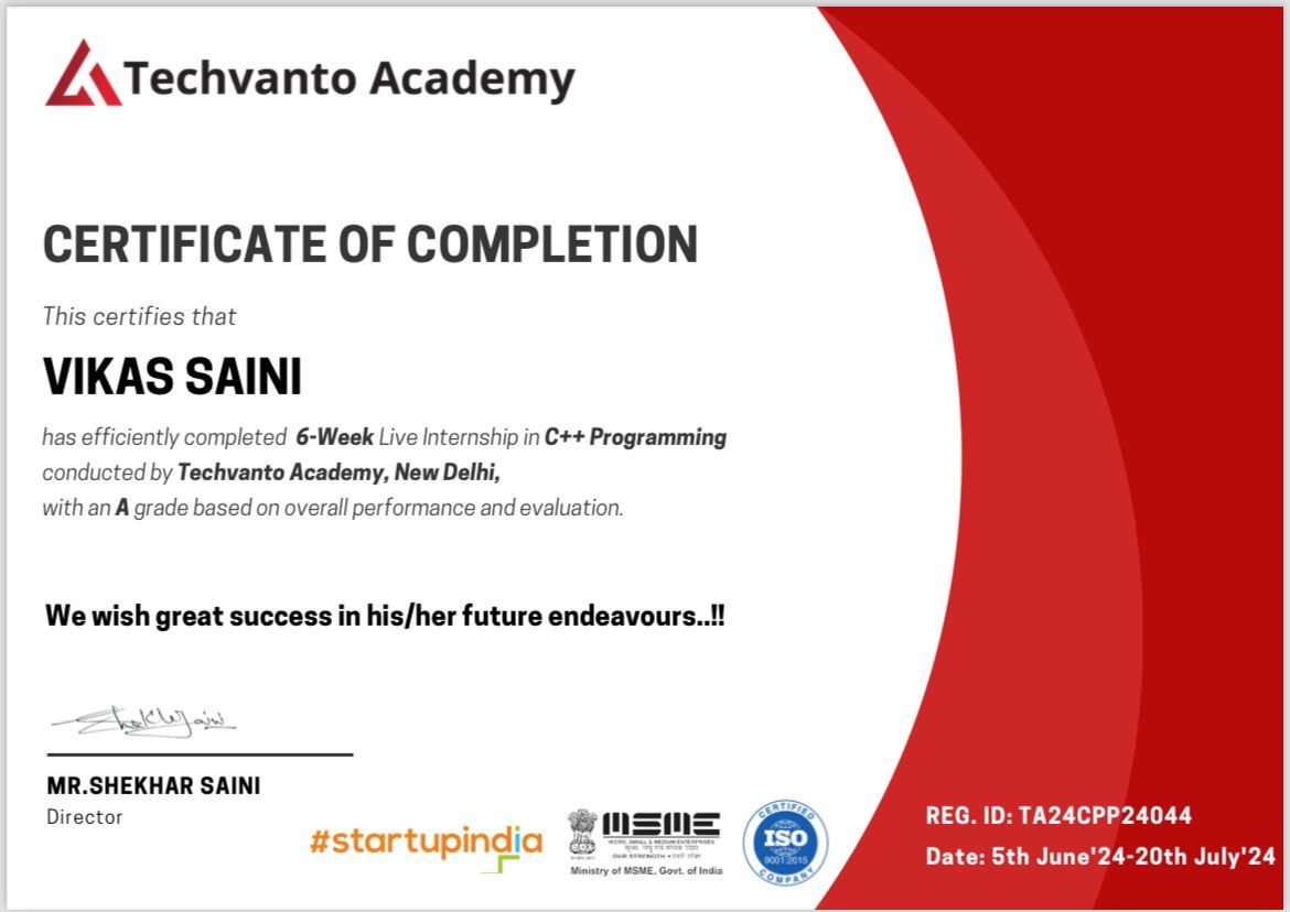 Vikas Saini on LinkedIn: #c #techinternship #programming #learning # ... Vikas Saini on LinkedIn: #c #techinternship #programming #learning # ...