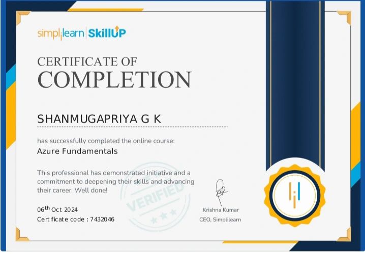 Shanmugapriya G K on LinkedIn: #azure #microsoftazure #certification # ... Shanmugapriya G K on LinkedIn: #azure #microsoftazure #certification # ...
