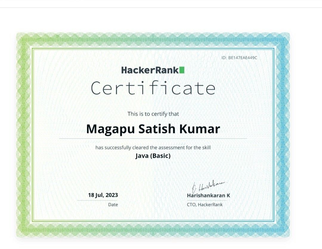 Satish Kumar Magapu on LinkedIn: #connections #hackerrank #java Satish Kumar Magapu on LinkedIn: #connections #hackerrank #java