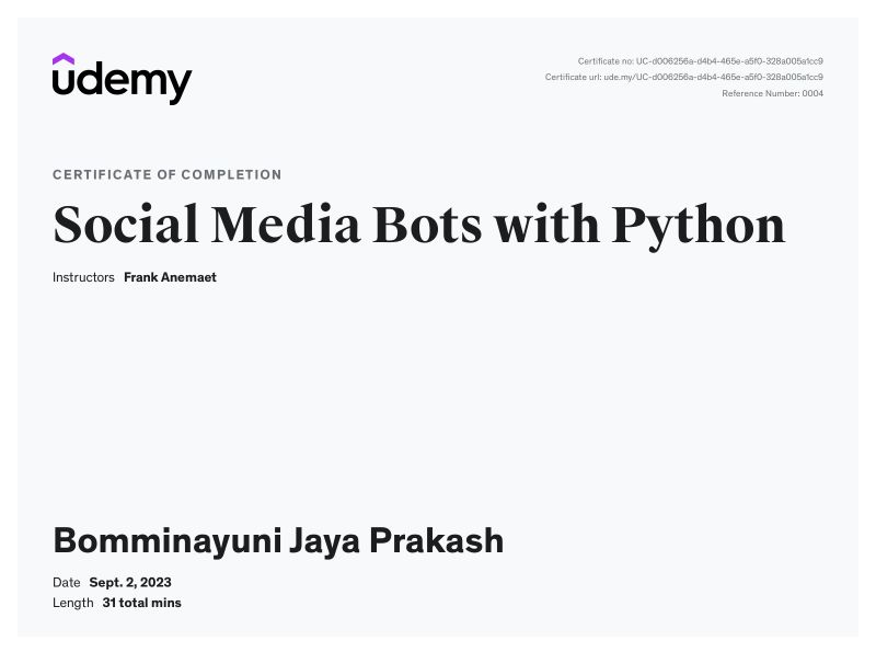 Hello connections, I obtained new certification from Udemy. It's a ... Hello connections, I obtained new certification from Udemy. It's a ...