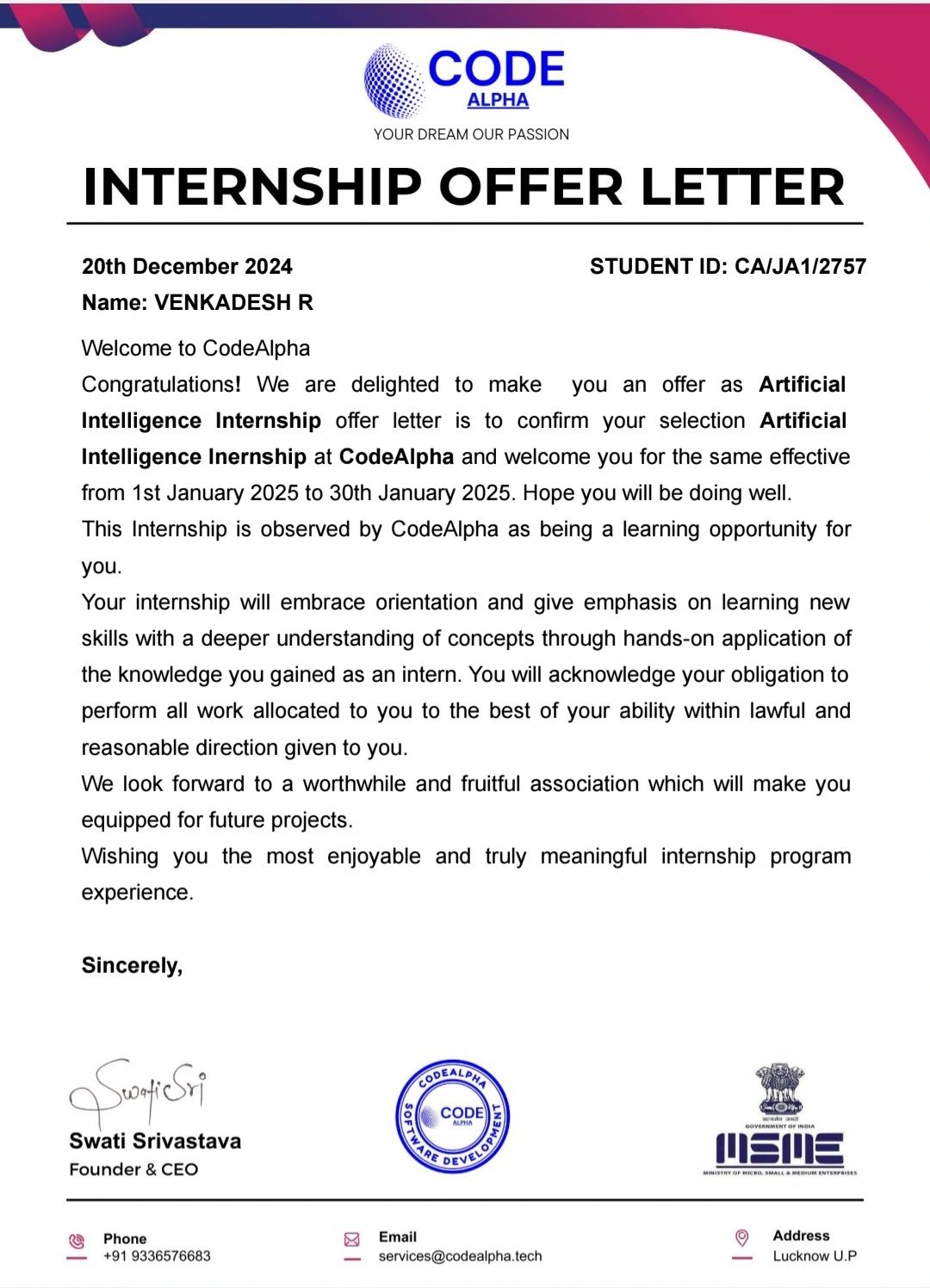 Venkadesh .R on LinkedIn: #codealpha #internship #newbeginnings #grateful Venkadesh .R on LinkedIn: #codealpha #internship #newbeginnings #grateful