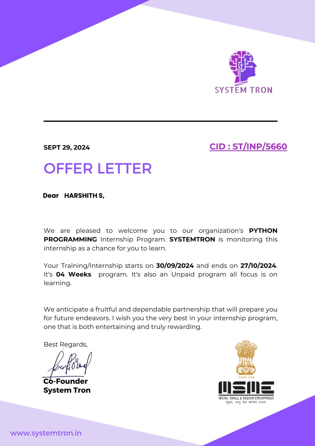 Harshith S on LinkedIn: #internship #python #programming #systemtron # ... Harshith S on LinkedIn: #internship #python #programming #systemtron # ...