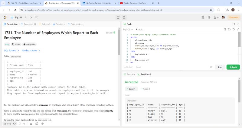 Day 30 of #SQL challenge with LeetCode | Saleha Parween posted on the ... Day 30 of #SQL challenge with LeetCode | Saleha Parween posted on the ...