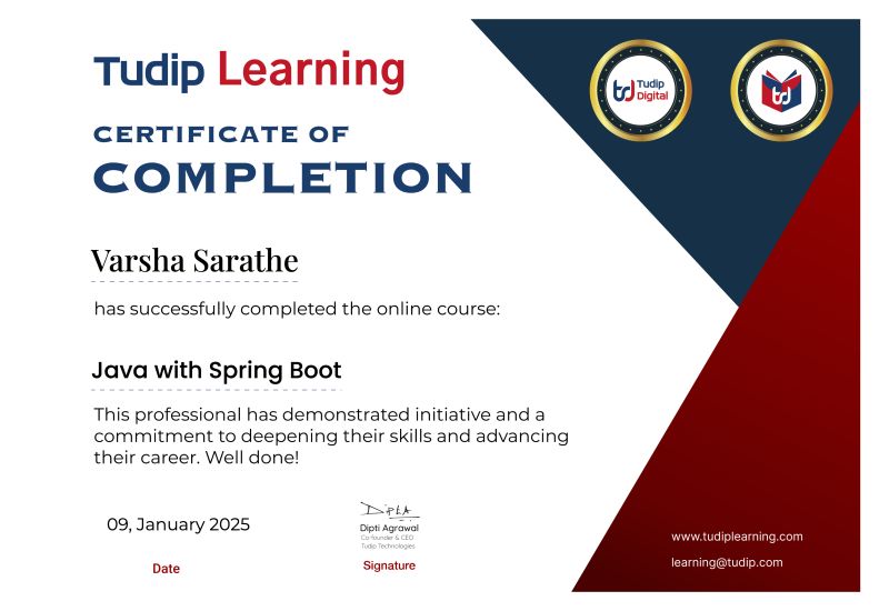 Er.Varsha Sarathe on LinkedIn: #java #springboot #learning #professional Er.Varsha Sarathe on LinkedIn: #java #springboot #learning #professional
